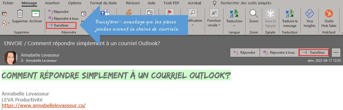 Répondre à un courriel Outlook